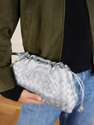 Bottega Veneta Intrecciato Metallic Leather Pouch