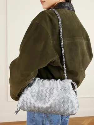 Bottega Veneta Intrecciato Metallic Leather Pouch