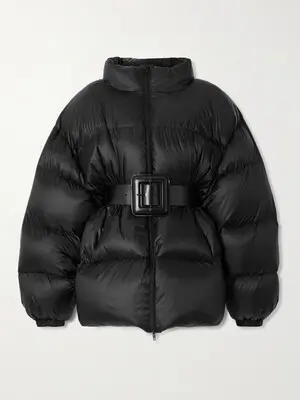Balenciaga Hourglass Belted Quilted Down Jacket - Black