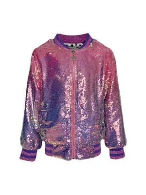 LOLA + THE BOYS Haze Sequin Bomber - Lavender