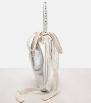 JIMMY CHOO Drawstring Mini Embellished Leather Shoulder Bag