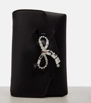 JIMMY CHOO Soft Bow Mini Embellished Clutch - Black