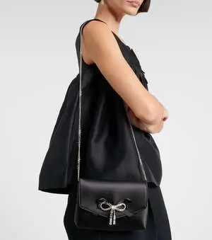 JIMMY CHOO Soft Bow Mini Embellished Clutch - Black