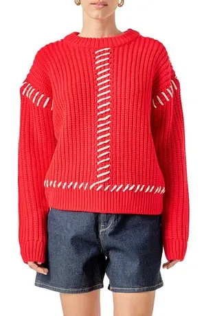 English Factory Contrast Stitching Sweaters For Women