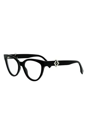 Fendi Ff Diamonds Cat Eye Optical Glasses - Shiny Black