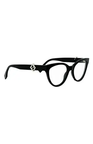 Fendi Ff Diamonds Cat Eye Optical Glasses - Shiny Black