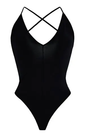Wardrobe.NYC V-neck Jersey Bodysuit - Black