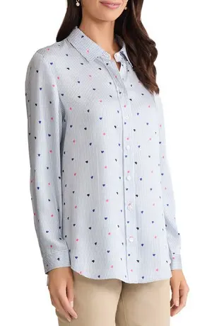 Jones New York Heart-print Striped Shirt