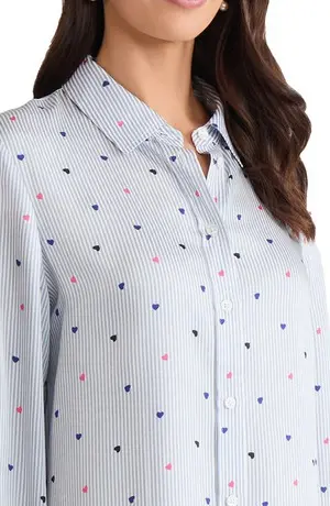 Jones New York Heart-print Striped Shirt