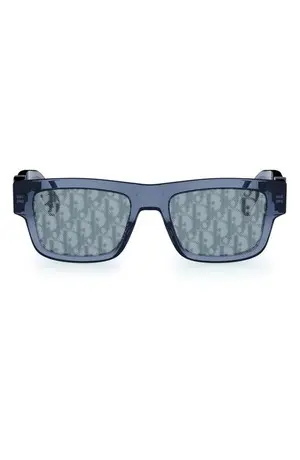 Dior Oblique S3i 52mm Rectangular Sunglasses - Blue/other/blue Mirror