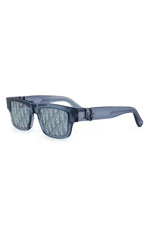 Dior Oblique S3i 52mm Rectangular Sunglasses - Blue/other/blue Mirror