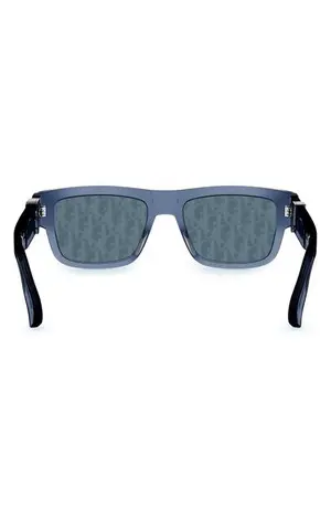 Dior Oblique S3i 52mm Rectangular Sunglasses - Blue/other/blue Mirror