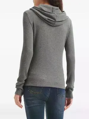 B+AB Buttoned Ribbed Hoodie - Grey