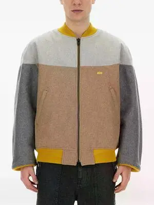 AIE Colour-block Bomber Jacket - Brown