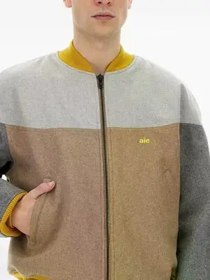 AIE Colour-block Bomber Jacket - Brown