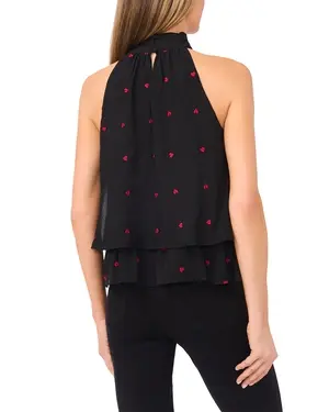 CECE DUPRAZ Tiered Halter Bow Tie Top