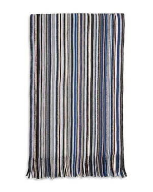 Bloomingdale'S Pencil Stripe Raschel Scarf Exclusive - Black/ Navy/ Stone Wash/ Raisin