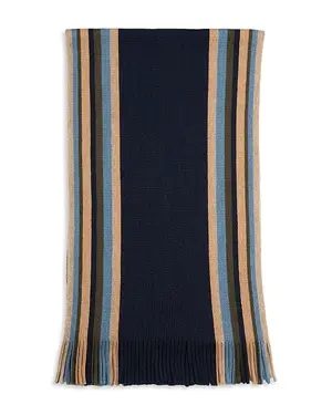 Bloomingdale'S Border Stripe Raschel Scarf Exclusive - Navy/ Grey/ Blue/ Olive/ Brown