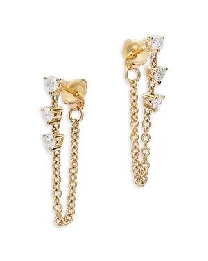 Bloomingdale'S Diamond Chain Hoop Earrings 0.375 Tcw - Gold