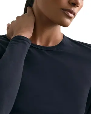 REISS Crewneck Long Sleeve Top - Black