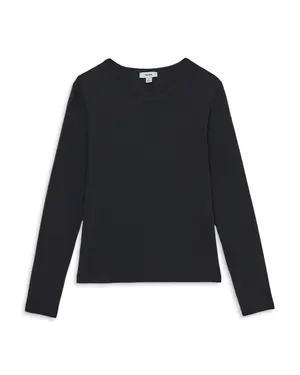 REISS Crewneck Long Sleeve Top - Black