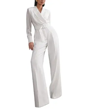 REISS Sheer Sleeve Jumpsuit - Ivory