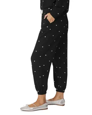 Splendid Embroidered Jogger Pants - Black/ivory