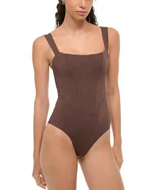 Staud Adelaide One Piece Swimsuit - Dark Chocolate