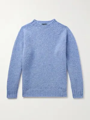 BEAMS Shaggy Bernard Wool Sweater - Blue
