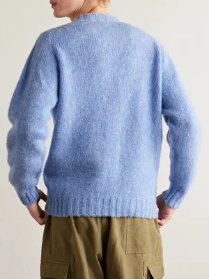 BEAMS Shaggy Bernard Wool Sweater - Blue