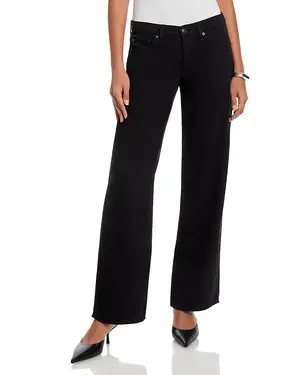 Rag & Bone Featherweight Cam Low Rise Full Length Relaxed Straight Leg Jeans In Wash - Black