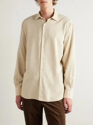 Zegna Spread-collar Mulberry Silk Shirt