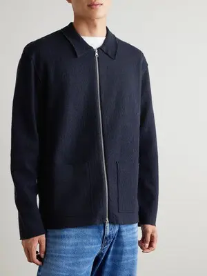 Nn07 Jonas 6398 Brushed-wool Zip-up Cardigan - Blue