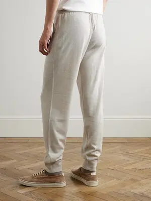 John Smedley Henning Tapered Merino Wool Sweatpants - Gray