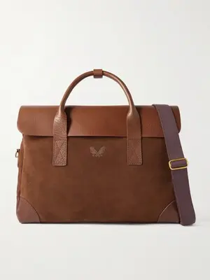 Bennett Winch Suede And Leather Briefcase - Brown