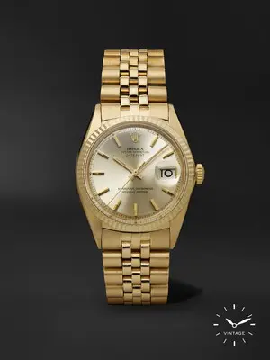 KEEPER VINTAGE 1960s Rolex Oyster Perpetual Datejust 36mm 18-karat Watch - Gold
