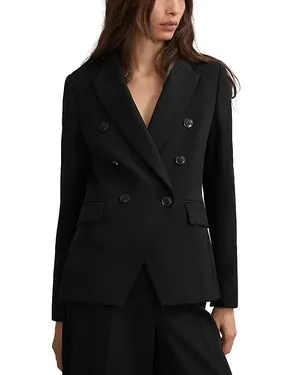 REISS Gabi Double Breasted Blazer - Black