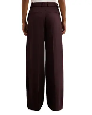 REISS Gabi Wide Leg Trousers - Berry