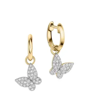 Phillips House 14k Yellow Diamond Butterfly Huggie Hoop Earrings - Gold