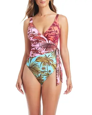 Bleu Rod Beattie Crossover Tie Side One Piece Swimsuit - Multi