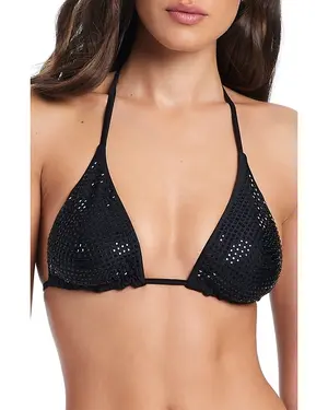 Red Carter Classic Triangle Bikini Top - Black