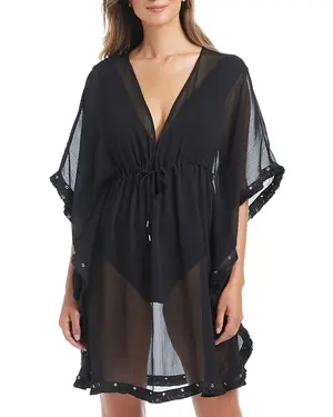 Bleu Rod Beattie Tie Front Caftan - Black