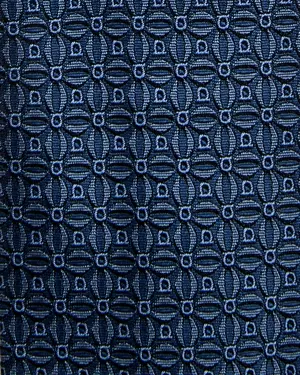 FERRAGAMO Silk Geometric Skinny Tie - Navy