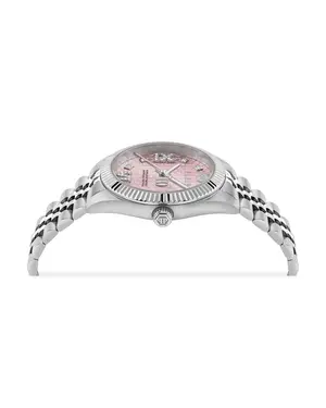 Philipp Plein Date Superlative Crystal Watch, 34mm - Pink/silver