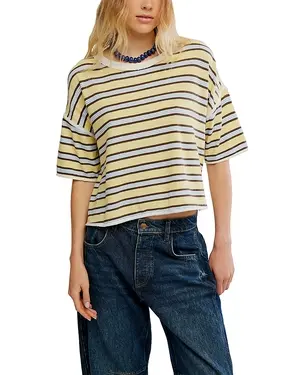 Free People Clean Rugby Tee - Yellow Combo
