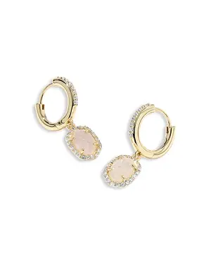 Kendra Scott Daphne Pave & Stone Charm Huggie Hoop Earrings - White/gold