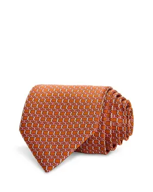 FERRAGAMO Silk Gancini Link Tie - Orange