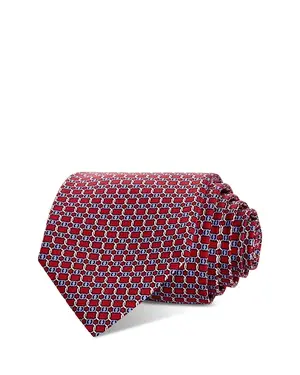FERRAGAMO Silk Gancini Link Tie - Red