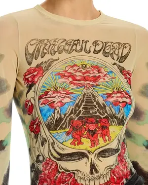Alice + Olivia X Grateful Dead Delaina Long Sleeved Crewneck Tee