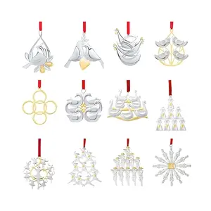 NAMBE 12 Days Of Christmas Ornaments Complete Set - Silver